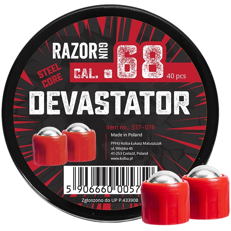 RazorGun Devastator Selfdefense Steel Core Precision Bullets (cal. 68 ...